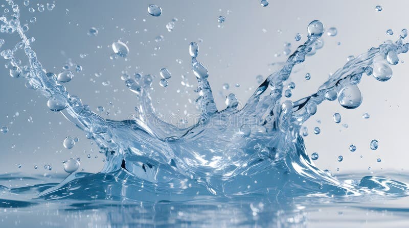 A Dynamic Water Splash Captured Mid-air with Crystal-clear Water ...