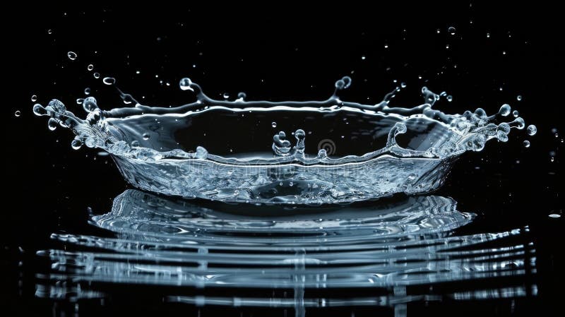 Dynamic Water Splash in Circular Form on Black Background Stock ...
