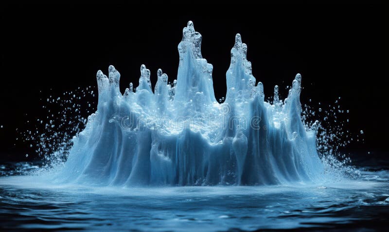 Dynamic Water Splash Creating Stunning Crown Shape Against Black ...