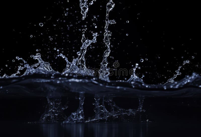 Dynamic Water Splash, Dark Backdrop, Suspended Droplets, Dramatic ...