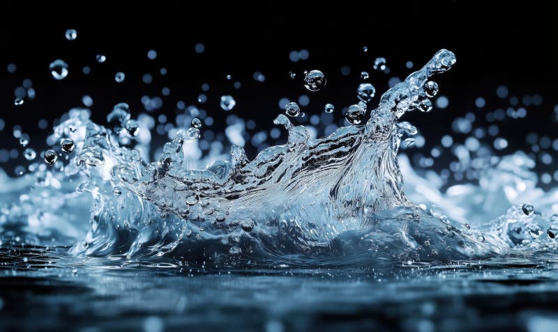 Dynamic Water Splash with Droplets Creating a Mesmerizing Visual Effect ...