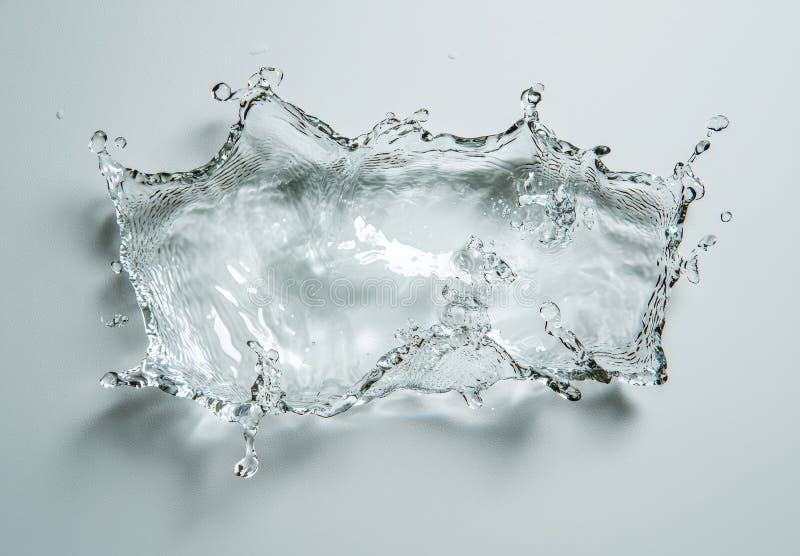 Dynamic Water Splash with Droplets on a Light Background. Stock ...