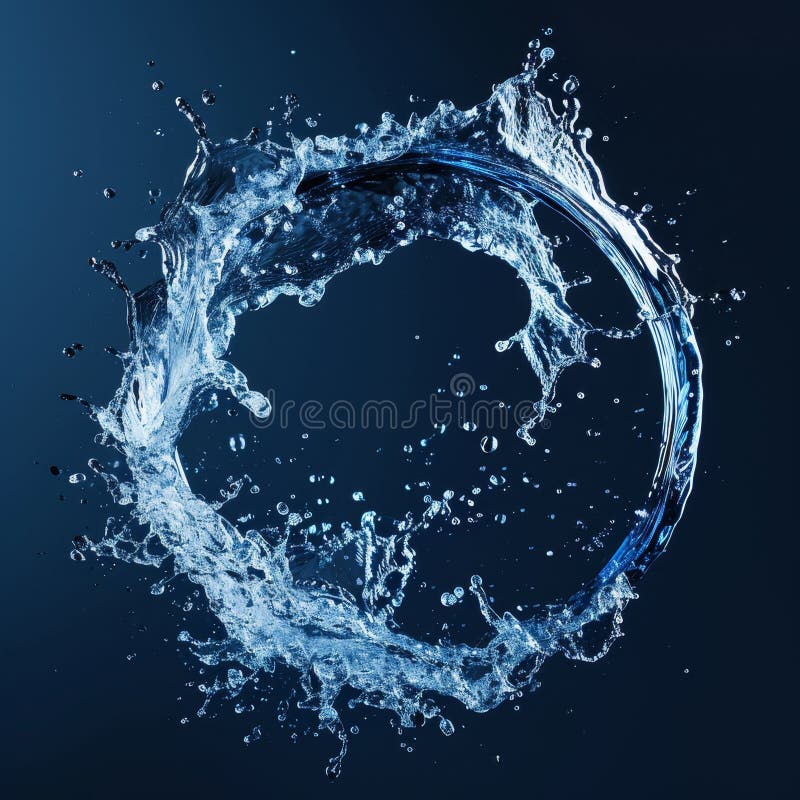Dynamic Water Splash Forming a Circle on Dark Background Stock ...