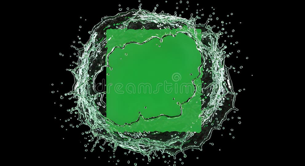Dynamic Water Splash Frame with Green Screen Background for ...