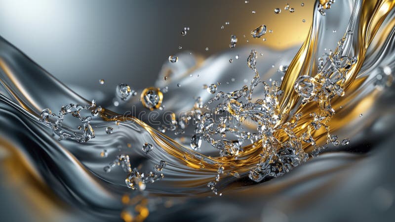 Dynamic Water Splash on Glossy Metallic Surface Creative Art Studio ...