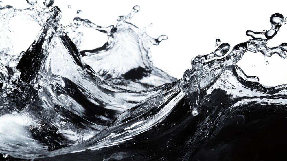 Dynamic Water Splash in Monochrome Stock Illustration - Illustration of ...