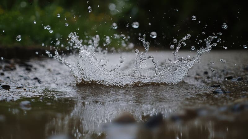 Dynamic Water Splash in a Reflective Puddle Captures Nature S Motion ...