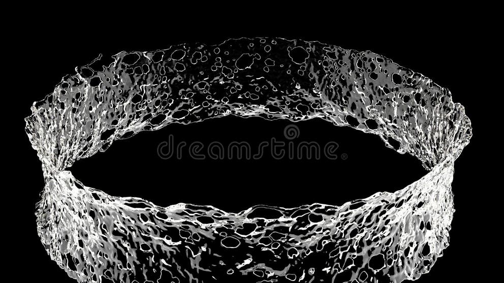 Dynamic Water Splash Ring on Black 3d Stock Illustration - Illustration ...