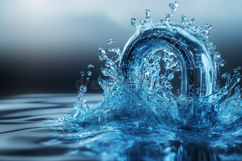 Dynamic Water Splash Splashing Around a Clear Ring Object Stock ...