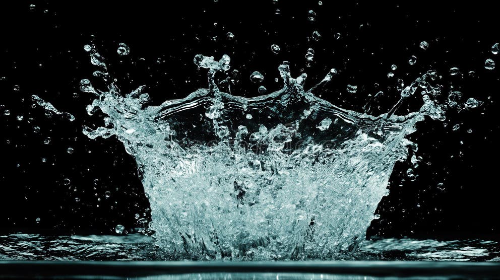 Dynamic Water Splash a Study of Motion and Transparency Against a Stark ...