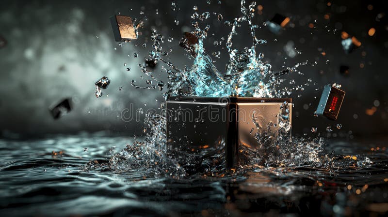 Dynamic Water Splashing Effect Studio Setting Visual Art Dramatic ...