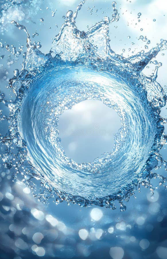 Dynamic Water Swirl Creating a Mesmerizing Vortex Effect with Splashing ...