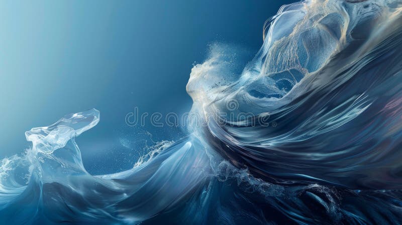 A Dynamic Water Wave Flows Gracefully Across the Canvas, Illuminated by ...