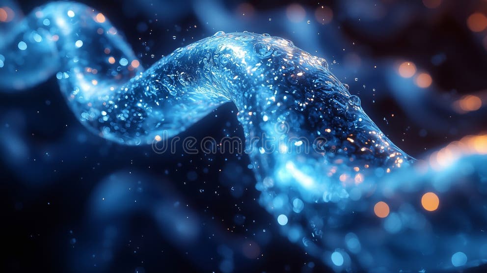 Dynamic Water Waves with Sparkling Light Effects in Motion Stock Image ...