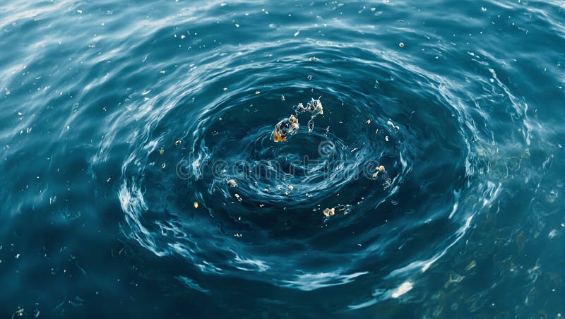 Dynamic Water Whirlpool Captures Floating Debris in Soft Light Stock ...