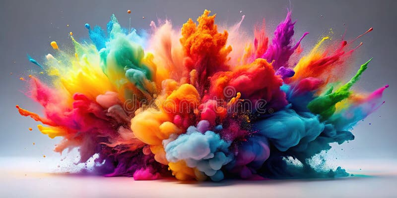 Dynamic Watercolor Explosion on a Pristine White Canvas an Abstract ...