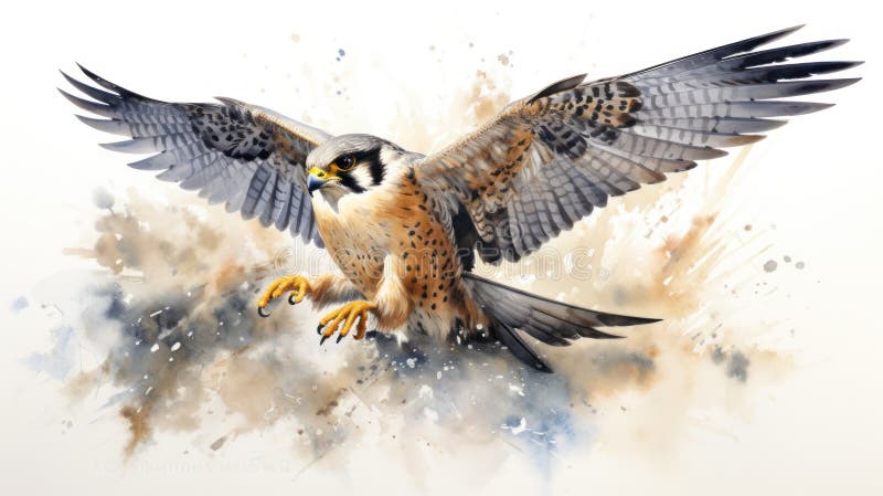 Dynamic Watercolor Falcon Talons Extended Diving Swiftly AI Generated ...