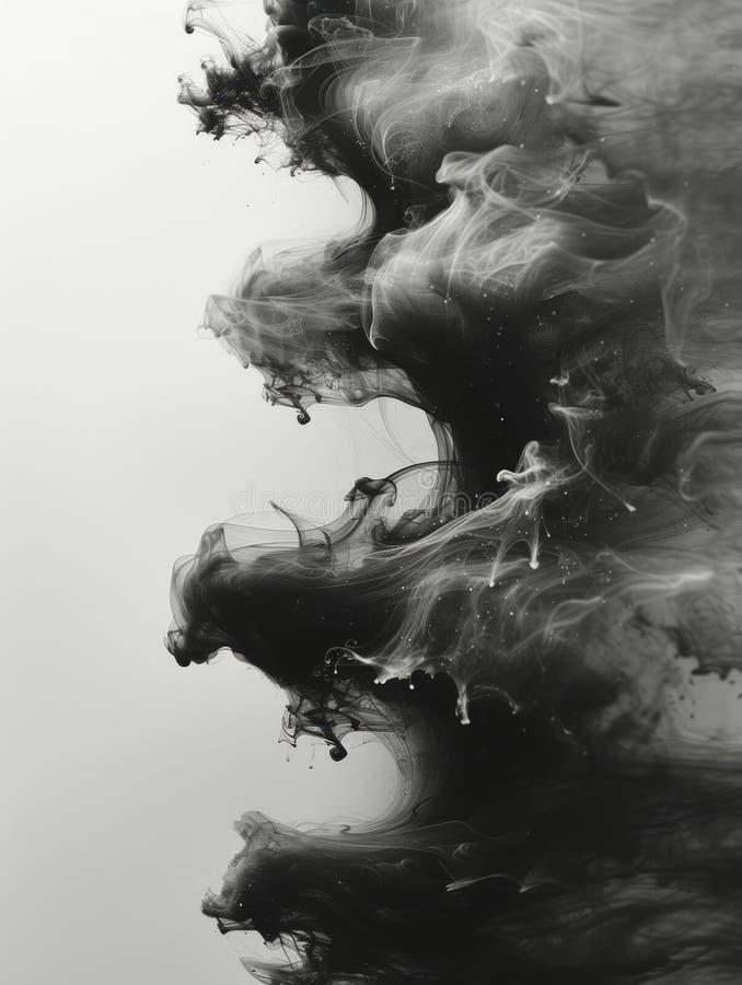 Dynamic Watercolor Waves with Black Smoke Generative AI Stock ...