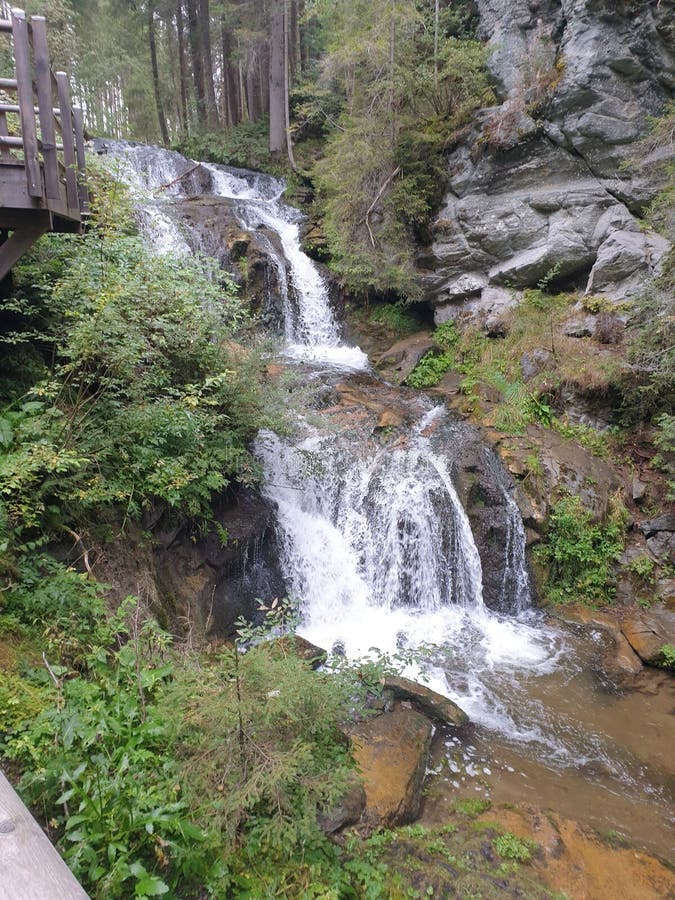 Dynamic Waterfall in Austria. Stock Image - Image of forest, admire ...