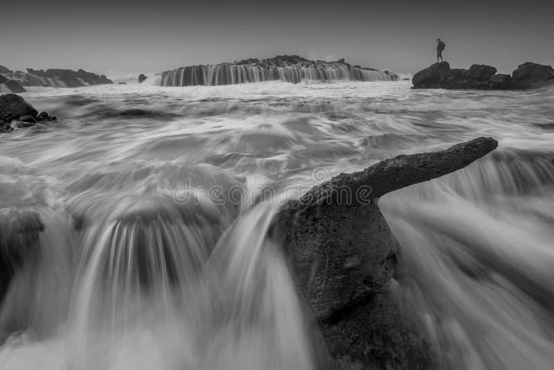 Dynamic Waterfall in Black and White Stock Image - Image of rocks ...