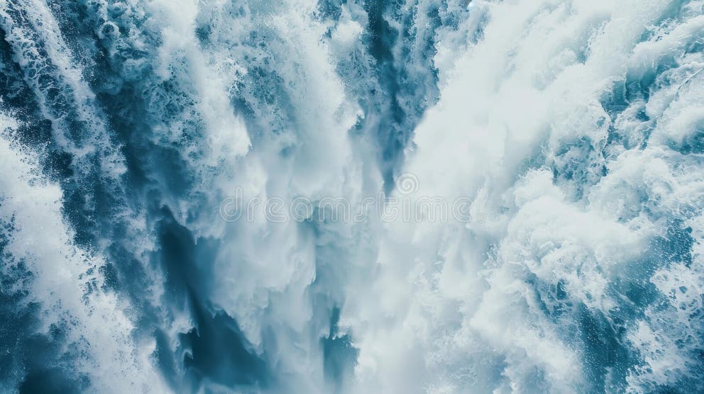 Dynamic Waterfall with Rushing Water Stock Illustration - Illustration ...
