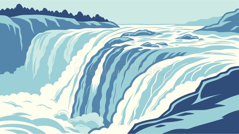 Dynamic Waterfall Vector Art, Nature Scene with Flowing Water, Vector Design Generative AI Stock ...