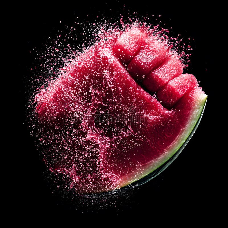 Dynamic Watermelon Explosion Against Dark Backdrop. Stock Illustration ...