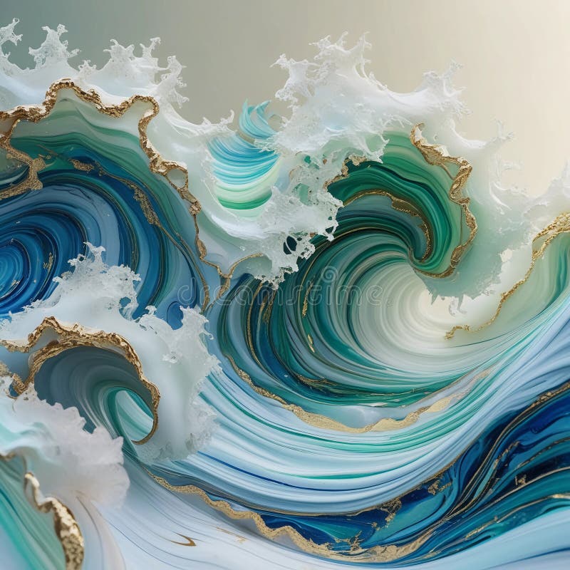 A Dynamic Wave of Blue and Gold Colors, Creating a Vibrant and Fluid ...