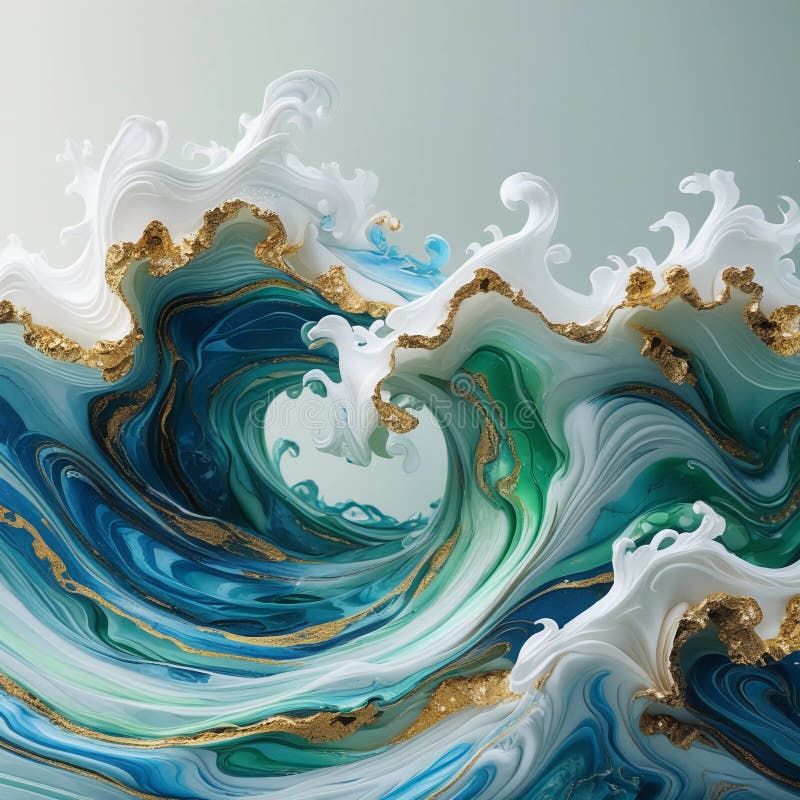 A Dynamic Wave of Blue and Gold Colors, Creating a Vibrant and Fluid ...