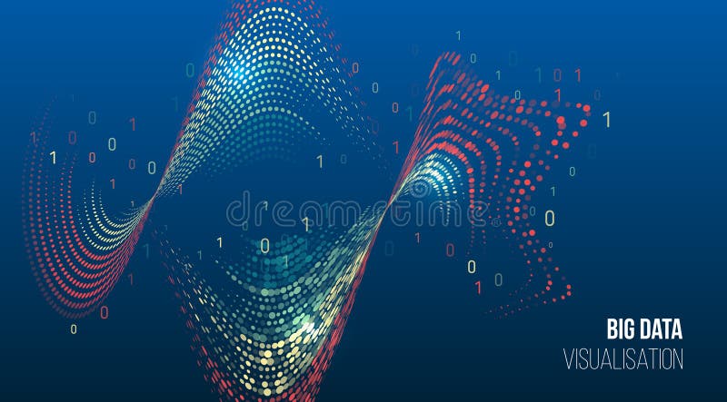 Big Data Visualization. Abstract Background with Dots Array and Binary ...