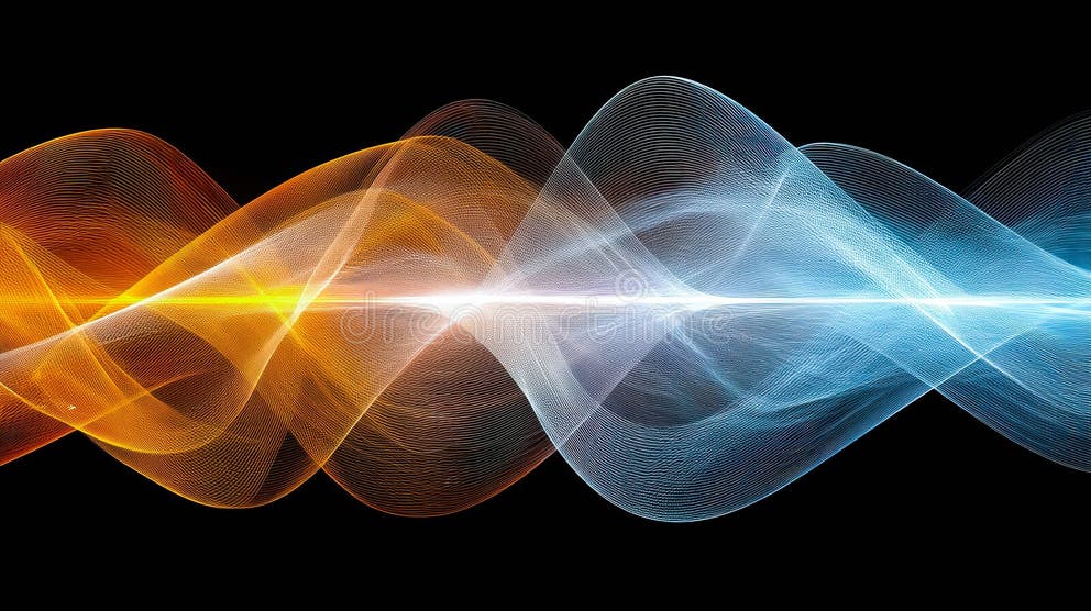 Dynamic Wave of Colorful Lines Creates Energy Flow Effect on Black ...