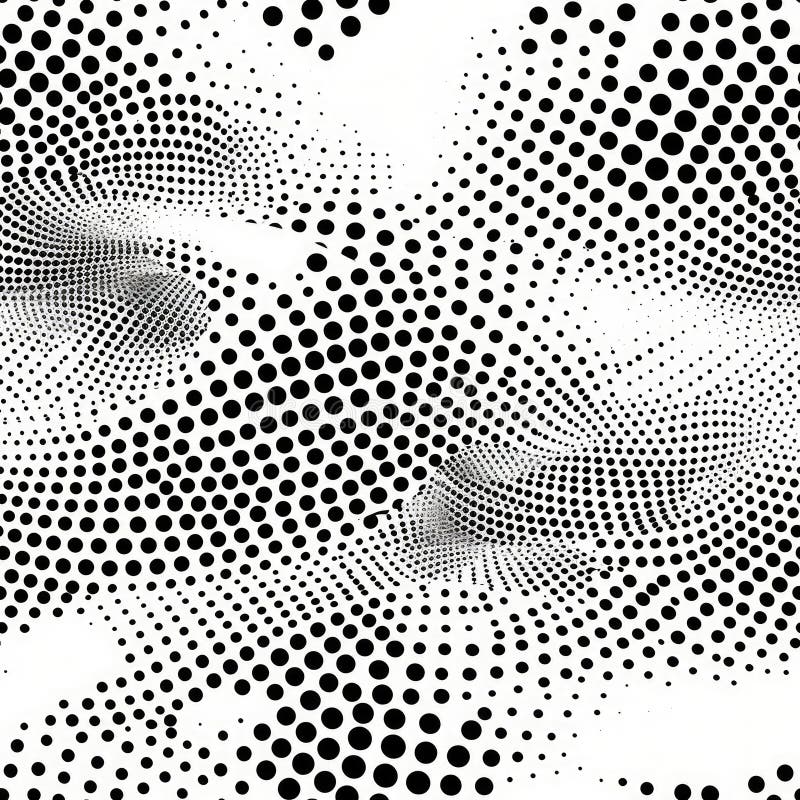 Dynamic Wave Elements of Black Dots on White Background. Seamless ...