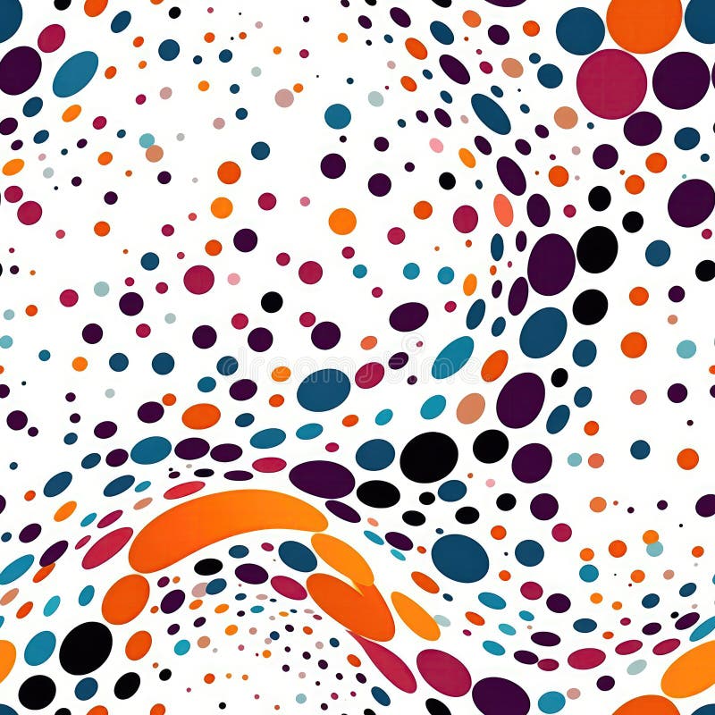 Dynamic Wave Elements of Colorful Dots on White Background. Seamless ...