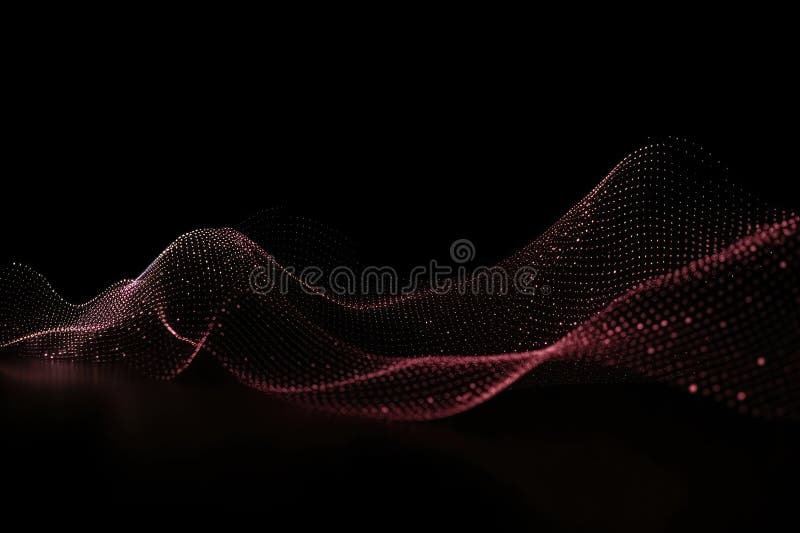 Dynamic Wave Elements of Maroon Dots on a Black Background. Generative ...