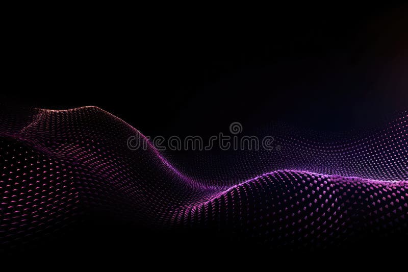 Dynamic Wave Elements of Purple Dots on a Black Background. Generative ...
