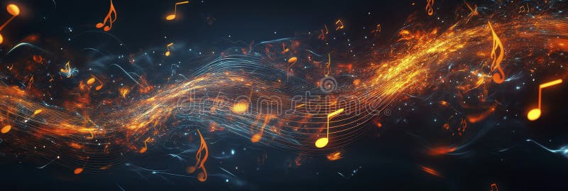 Dynamic Wave of Fire and Music Notes in Motion Stock Illustration ...