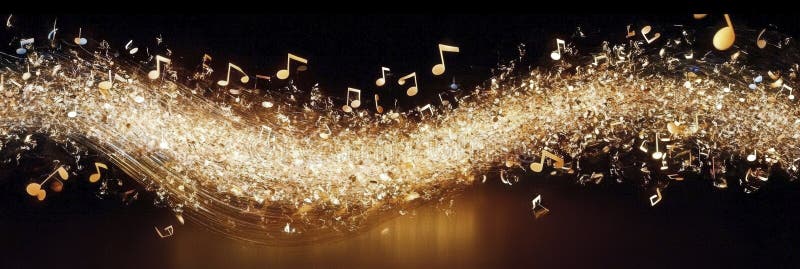 Dynamic Wave of Glittering Musical Notes in Motion Stock Illustration ...