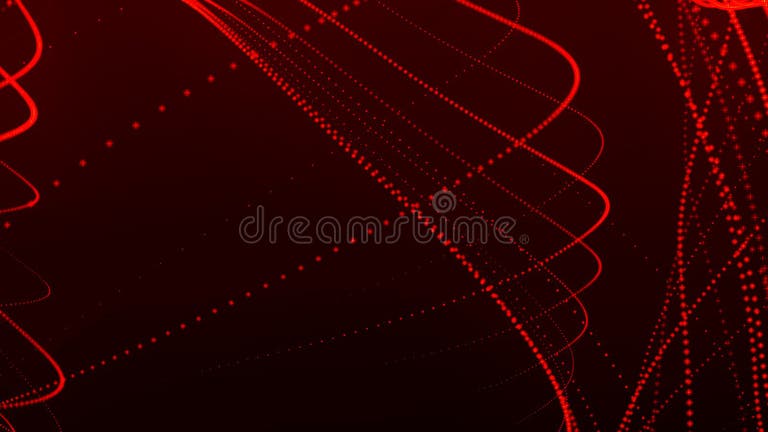 Dynamic Wave of Glowing Particles. Abstract Dotted Lines on Dark ...