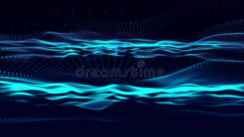 Dynamic Wave of Glowing Particles. Data Flow Information. Concept of ...