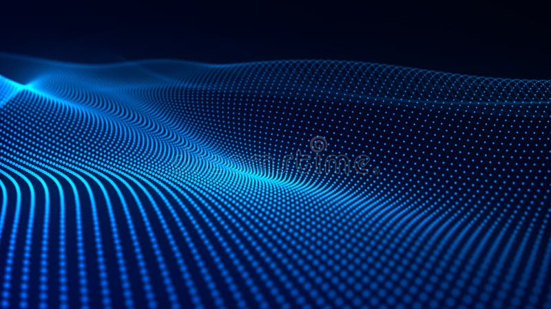 Dynamic Wave of Glowing Particles. Data Flow Information. Concept of ...