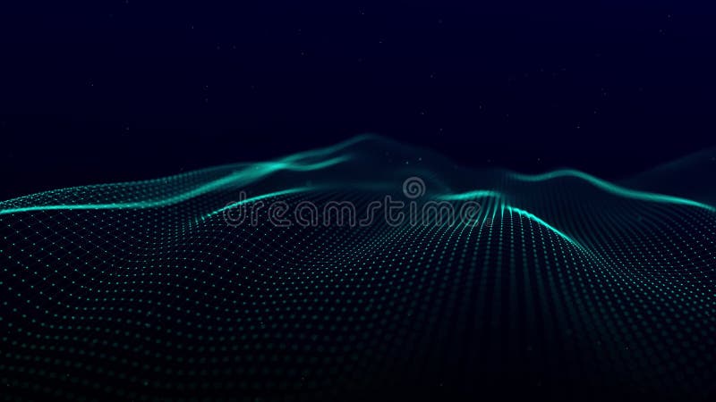 Dynamic Wave of Glowing Particles. Data Flow Information. Concept of ...