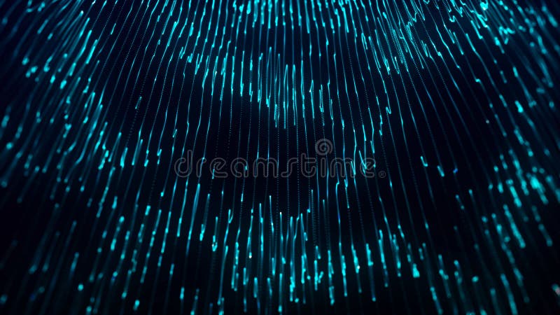 Dynamic Wave of Glowing Particles. Data Flow Information. Concept of ...