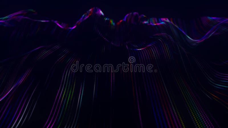 Dynamic Wave of Glowing Particles. Data Flow Information. Concept of ...