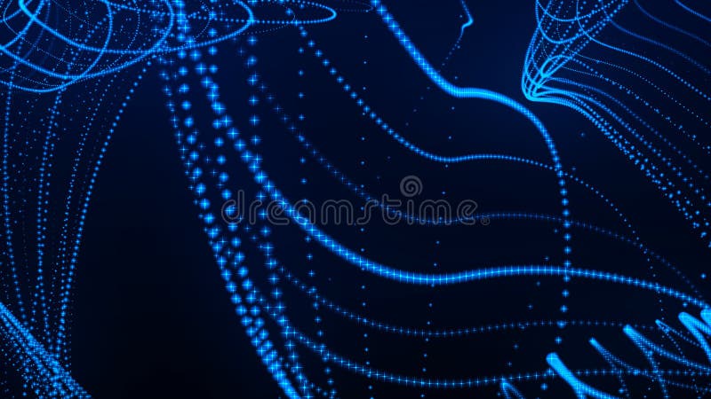 Dynamic Wave of Glowing Particles. Data Flow Information. Concept of ...