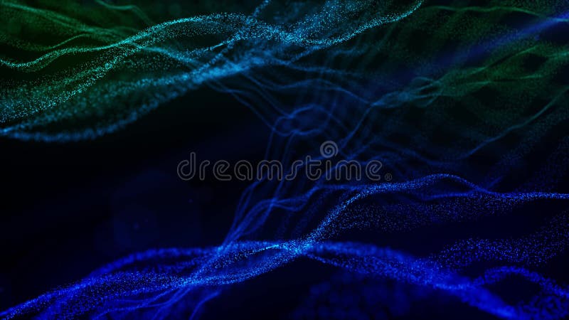 Dynamic Wave of Glowing Particles. Digital Technology Background. 3d ...