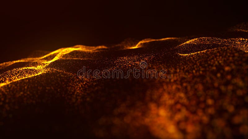 Dynamic Wave of Glowing Particles. Wave of Glowing Points. Digital ...