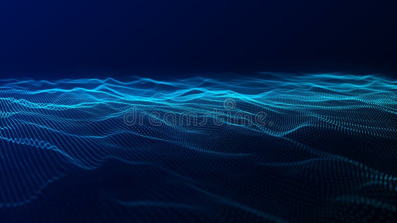 Dynamic Wave of Glowing Points. Futuristic Dot Wave. Network Connection ...