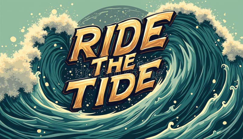 Dynamic Wave Illustration with Bold Text Stock Image - Image of tide ...
