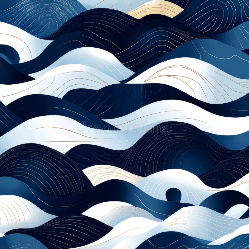 A Dynamic Wave Illustration with Stylized Shapes and Sharp Contrasts ...