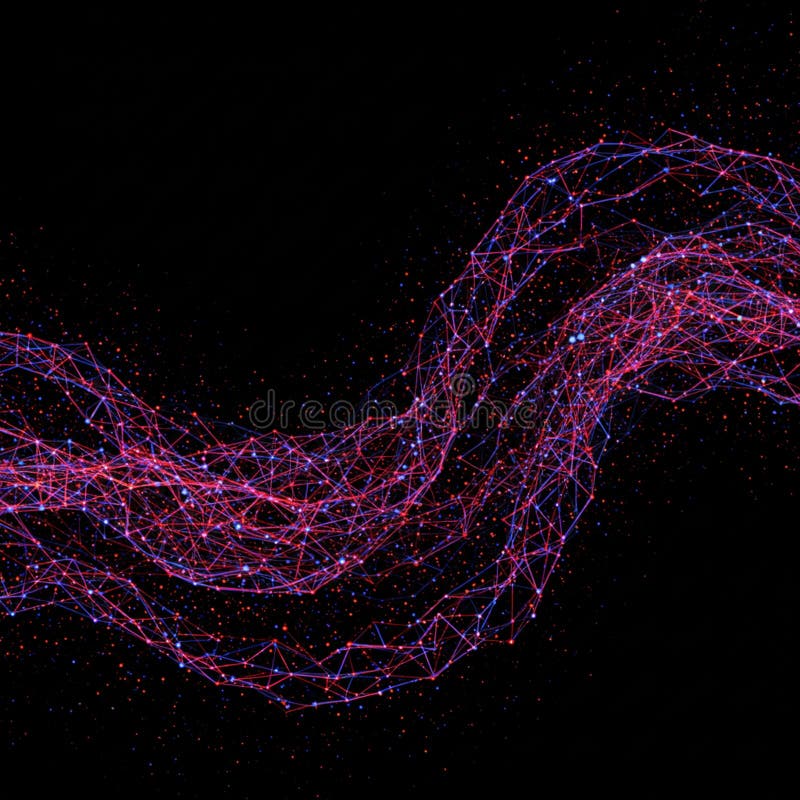 A Dynamic Wave of Interconnected Lines and Nodes in Shades of Red and ...